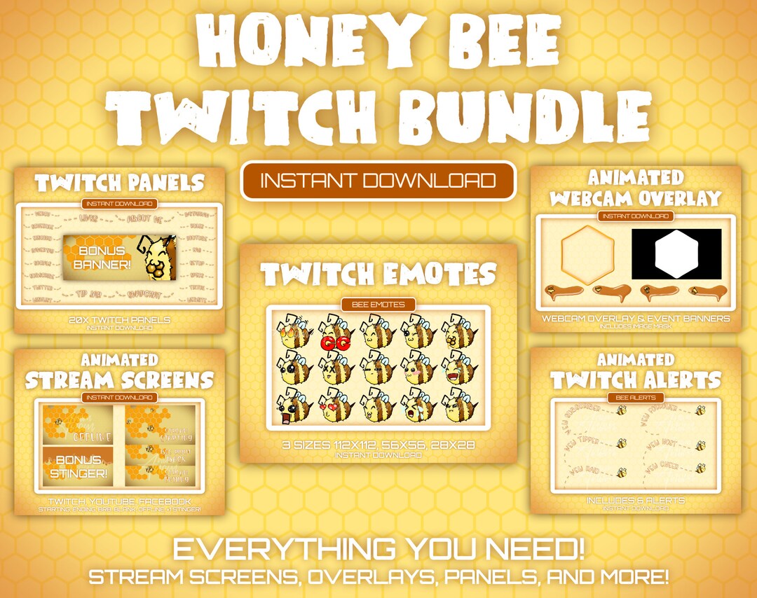 Animated Honey Bee Stream Bundle | Everything You Need! - Etsy
