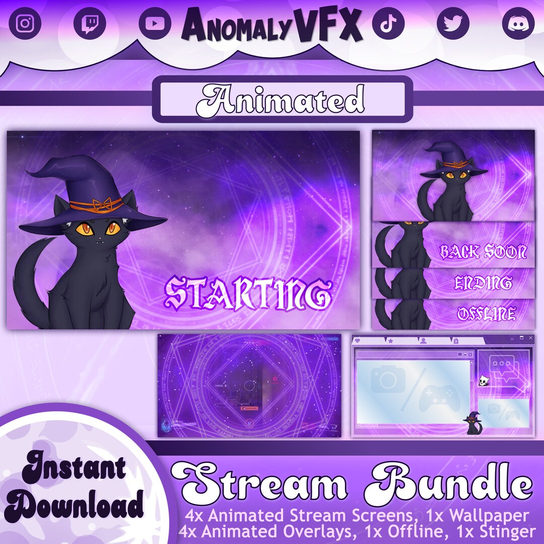 Animated Witchy Kitty Stream Bundle - Etsy