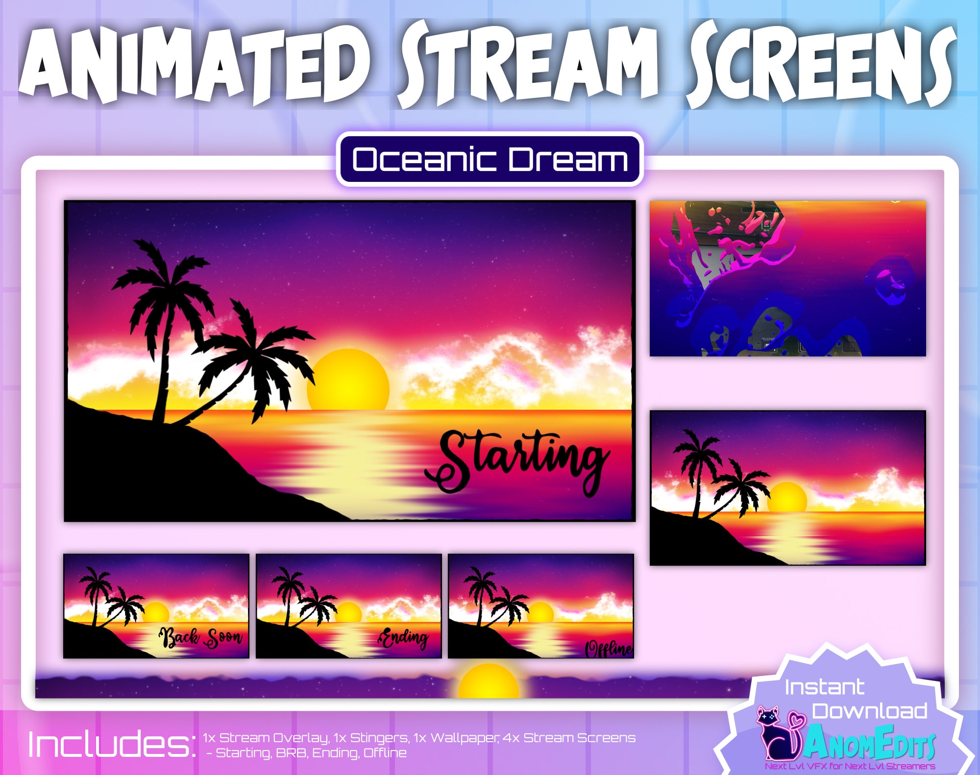 Animated Tropical Sunset | Stream Screens | Stinger | Wallpaper ...