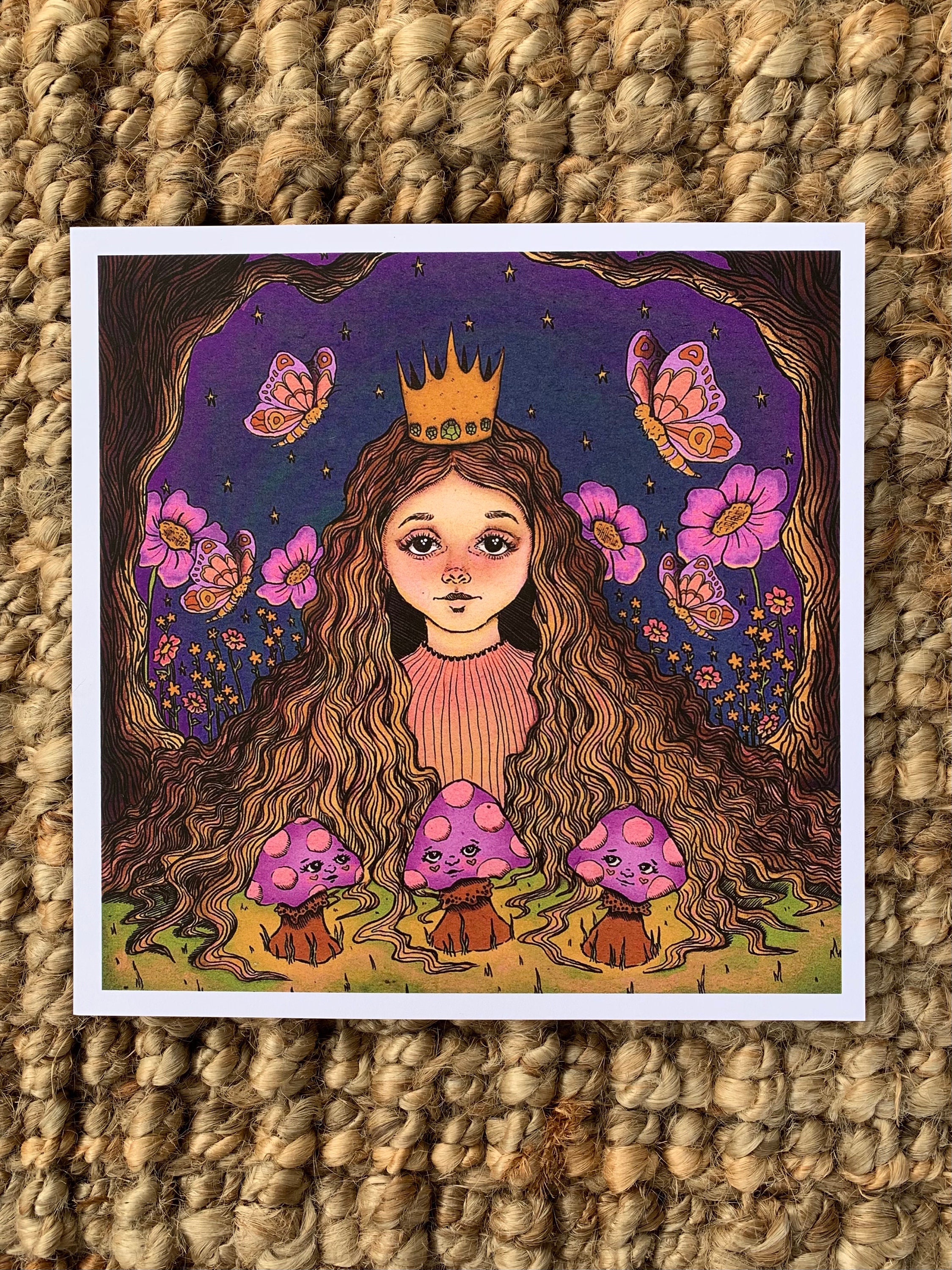 Mushroom Princess Print Matte 8x8 Cardstock - Etsy