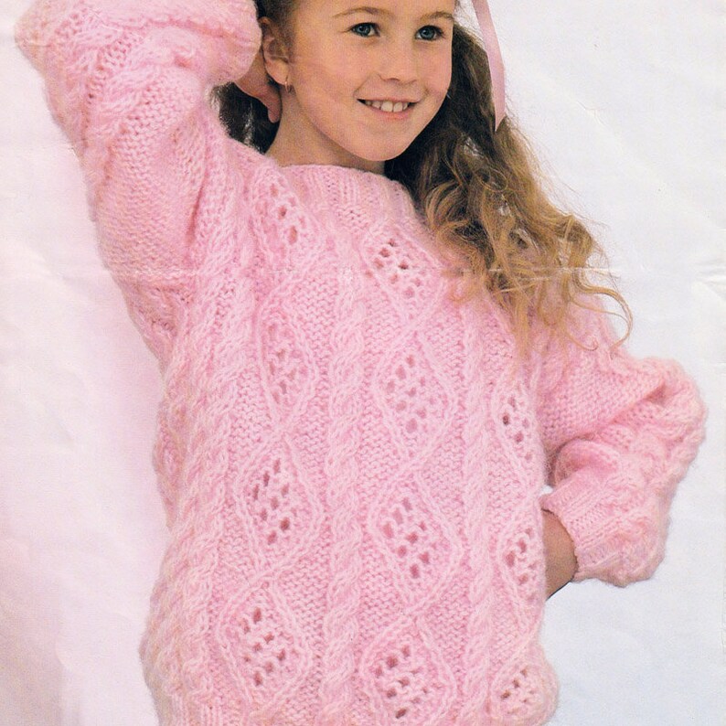 Knitting Pattern Girls Sweater in Brushed Super Chunky Wool Instant ...