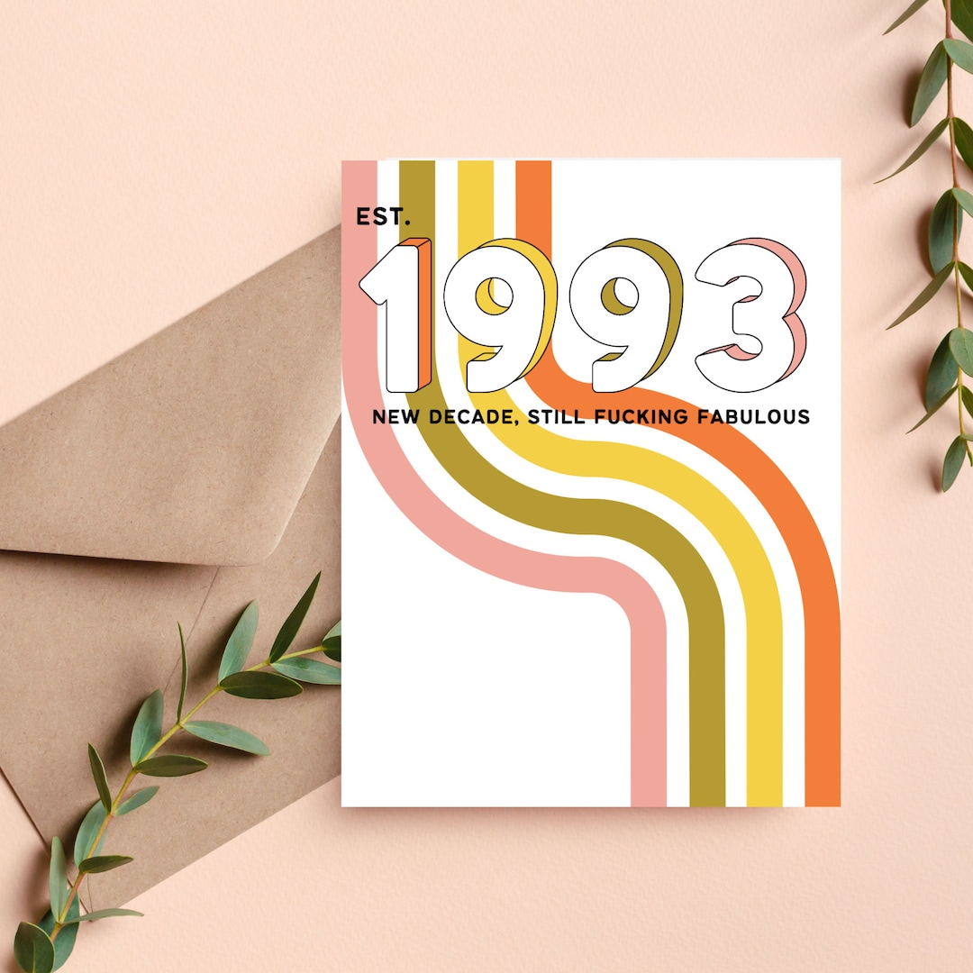 1993 Birthday Card EST 1993 Birthday Gift 1993 Happy - Etsy