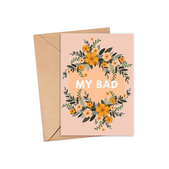 My Bad Card Funny I'm Sorry Card Funny Apology Card - Etsy