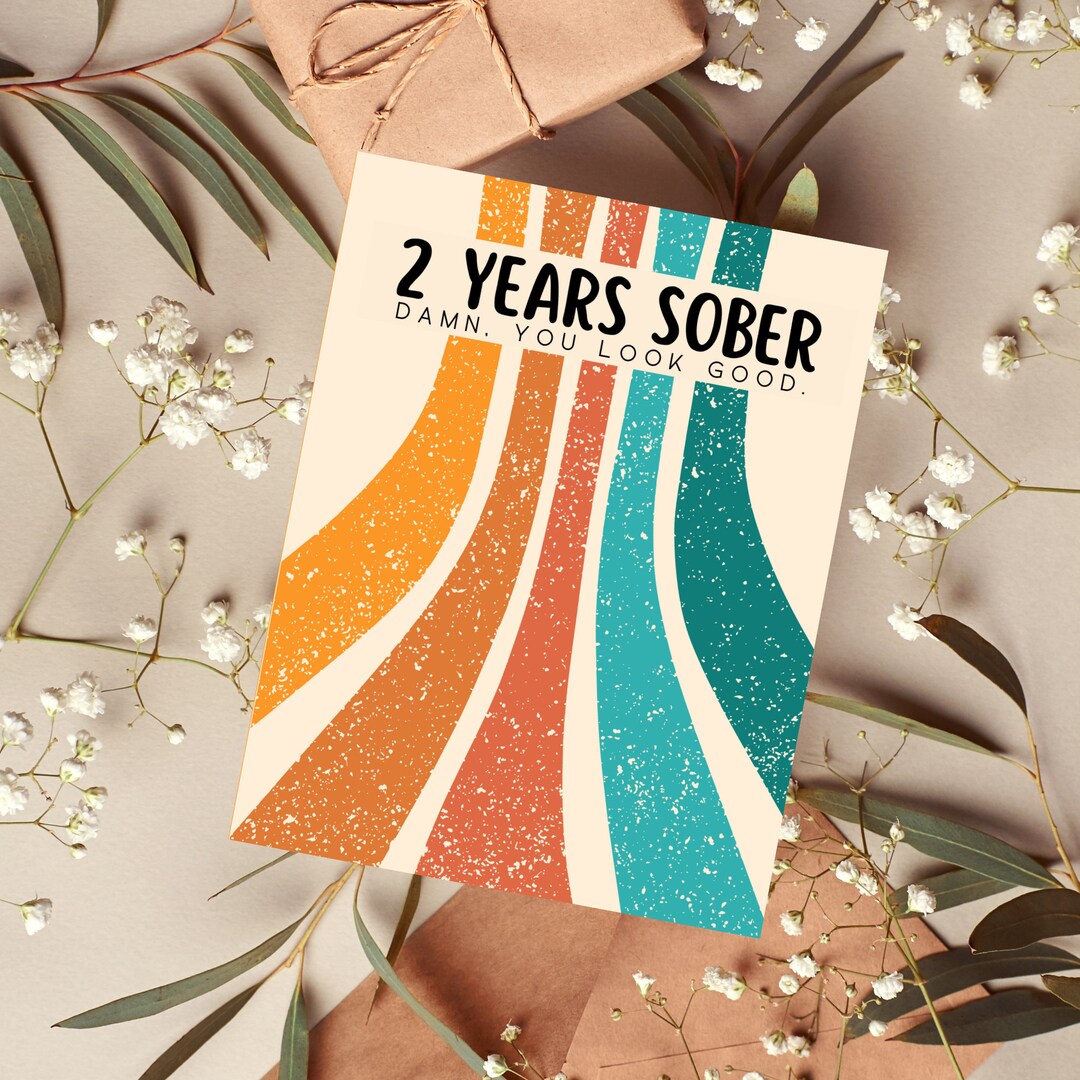 2 Years Sober Card | Sober Gifts for Men | Two Years Clean | Sobriety ...