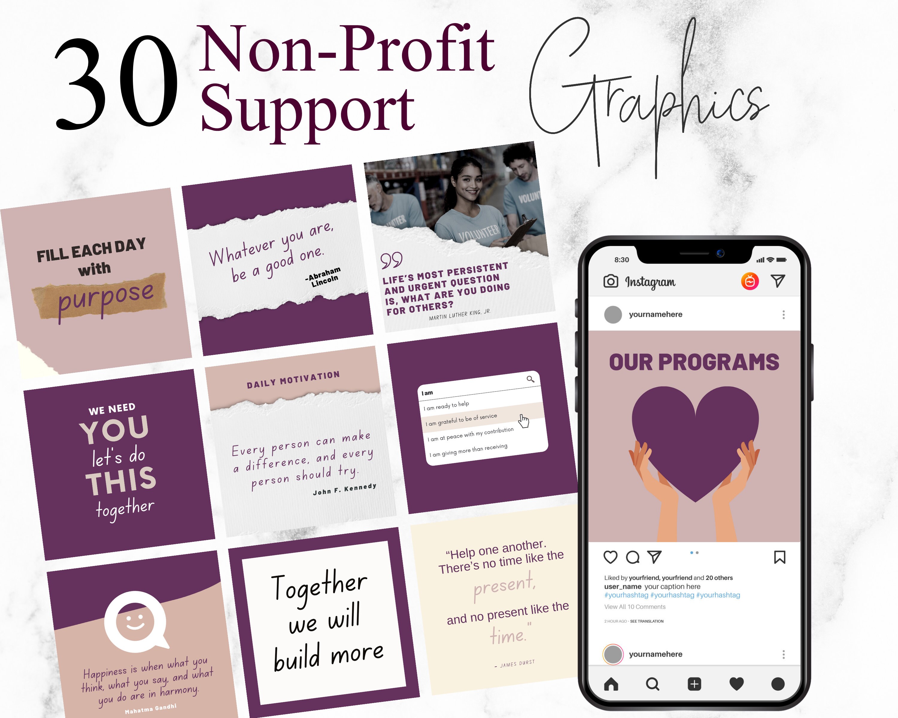 30 Non Profit Support Graphics, Use Graphics on Social Media, Instagram ...