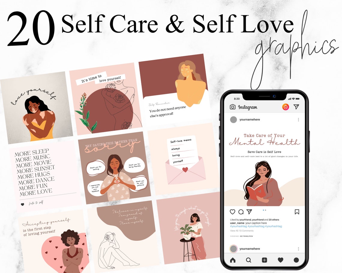 20 Self Care, Self Love Social Media Graphics, Love Yourself, Love ...