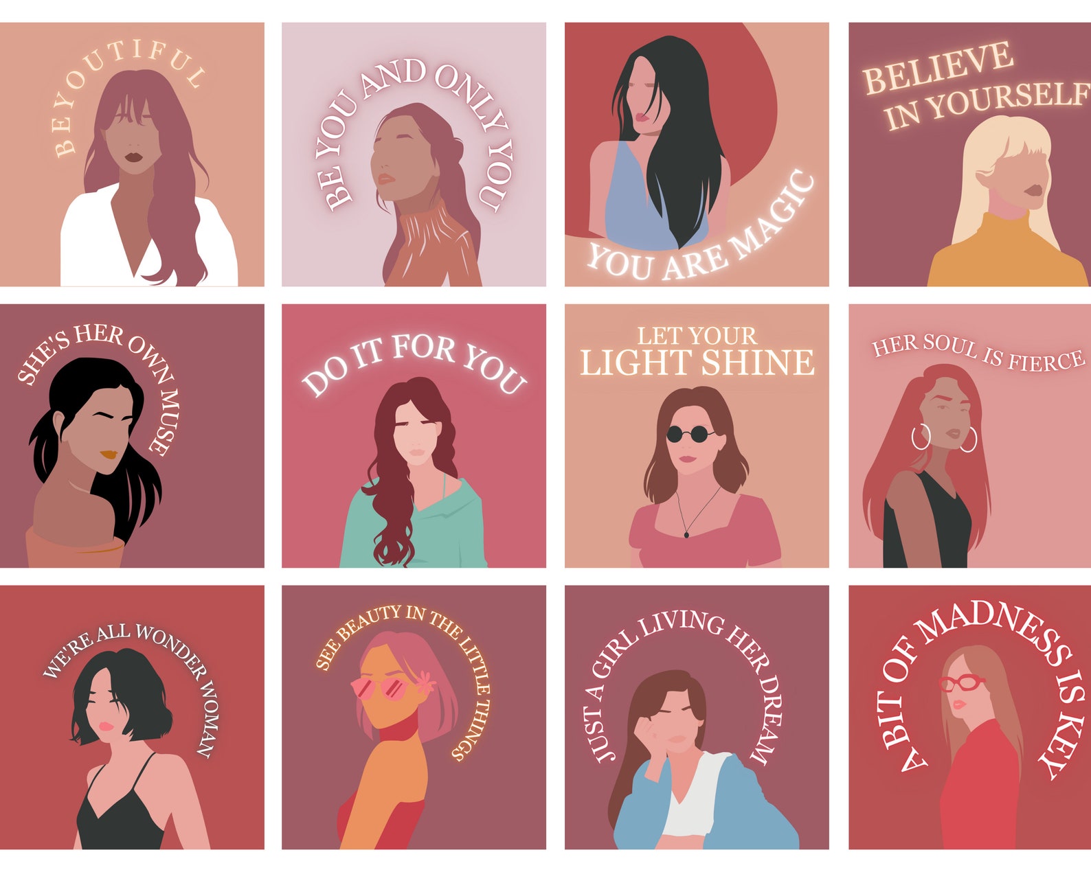 20 Women's Empowerment Instagram Graphics, Social Media Graphics, Love ...