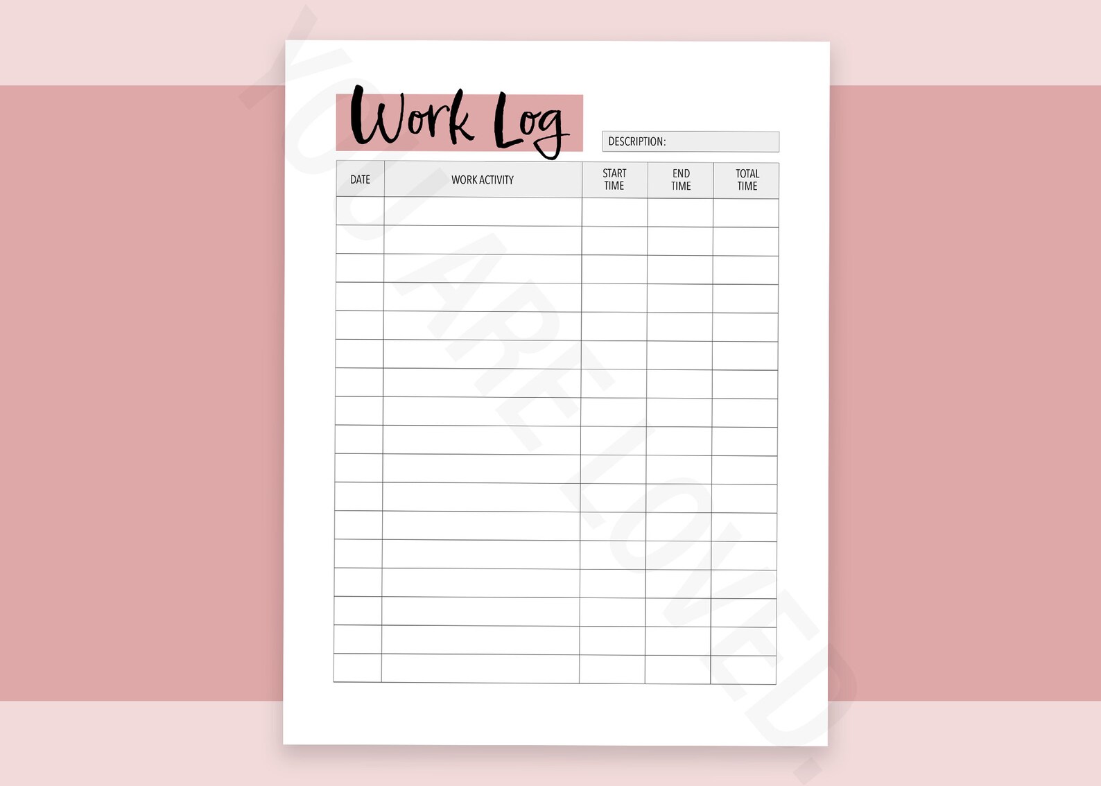 Work Log Template | Printable Work Log | Printable 8.5x11” Work Log ...