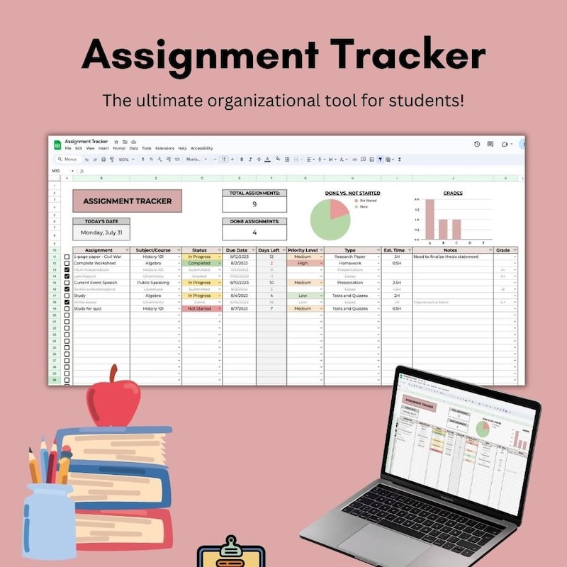 Assignment Tracker Excel - Etsy