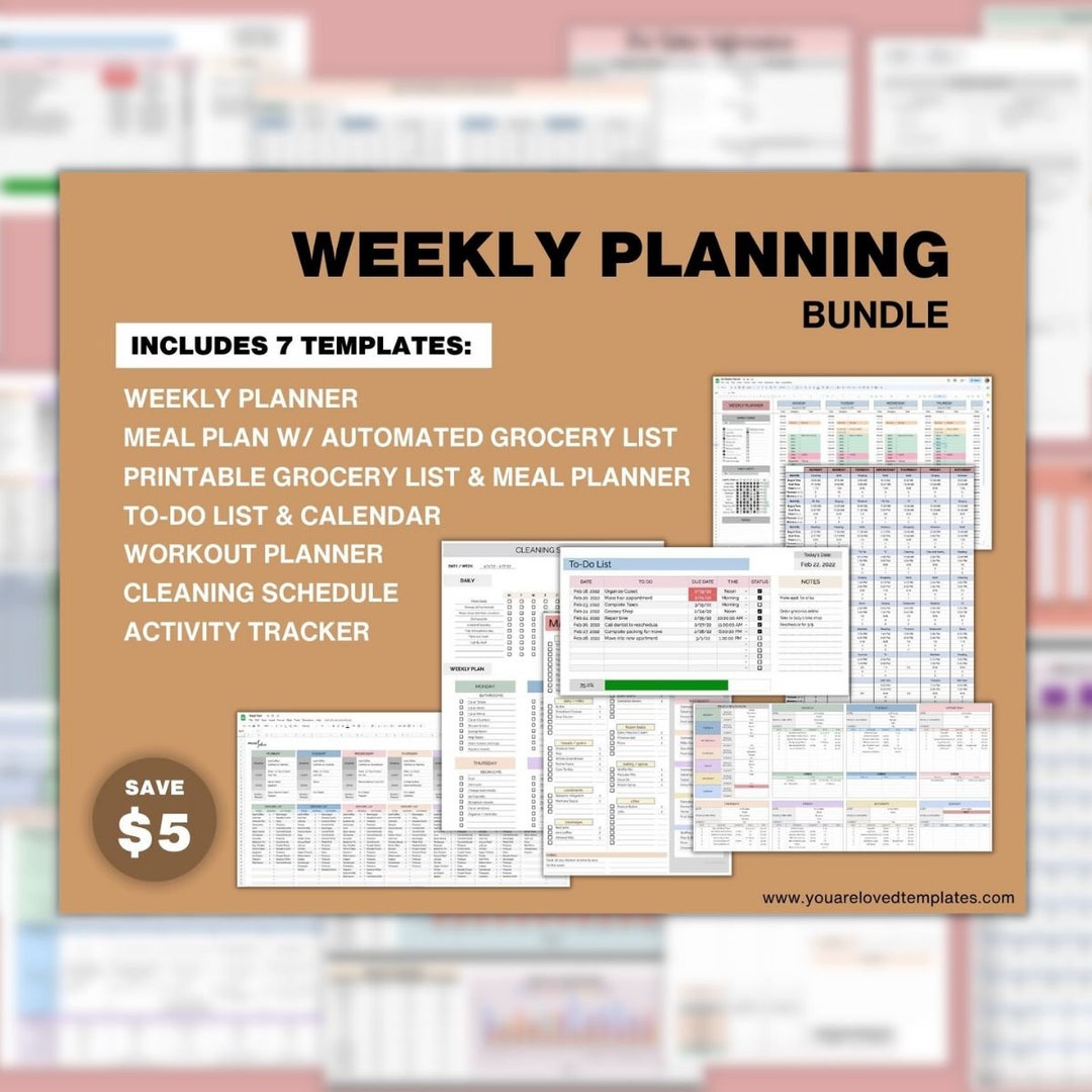 Weekly Planning Template Bundle | Google Sheets | Workout Planner ...
