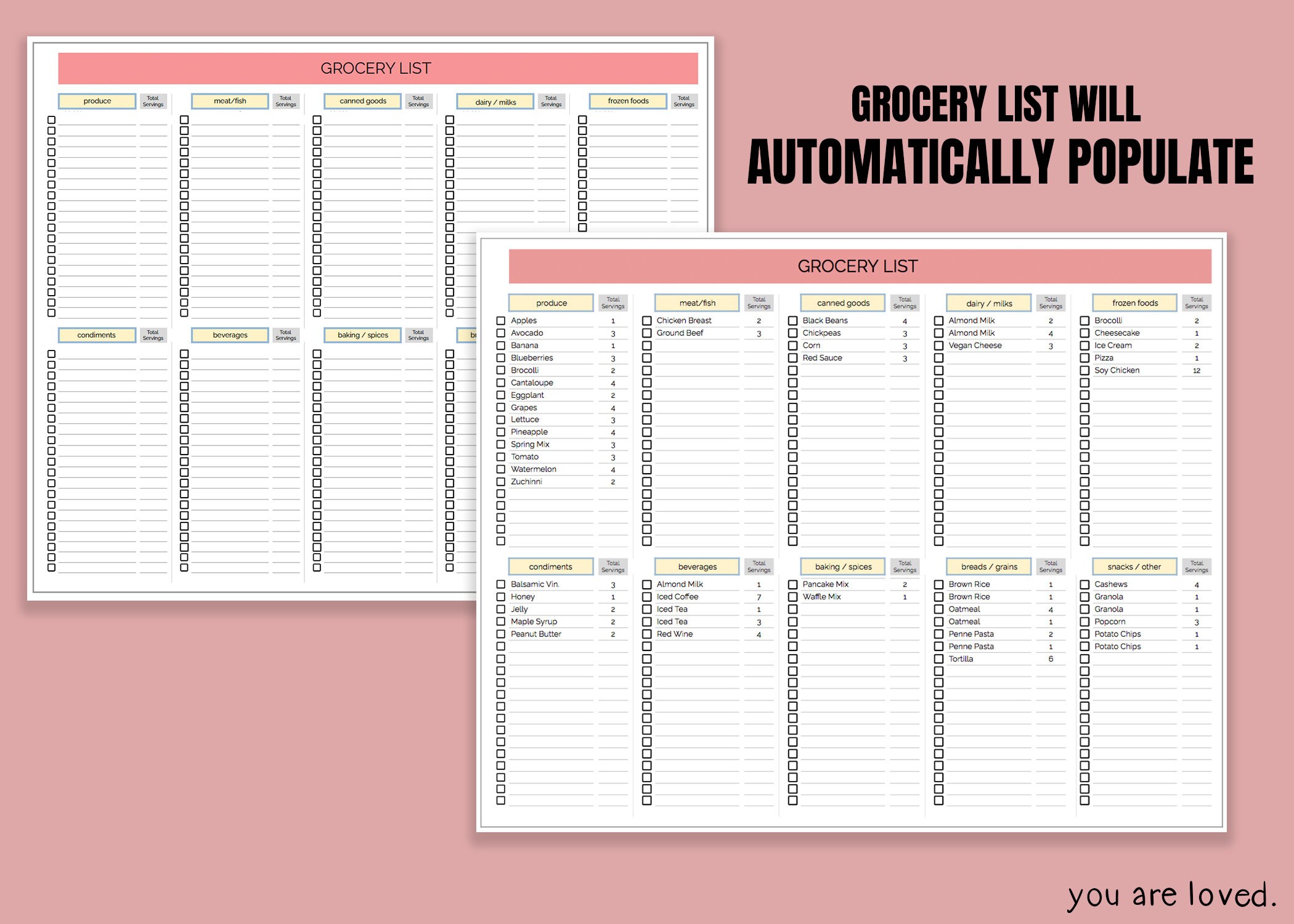 Meal Planner & Automated Grocery List Meal Planner Meal - Etsy