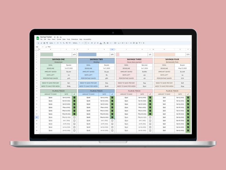 Savings Tracker | Google Sheets Templates | Savings Spreadsheet - Etsy