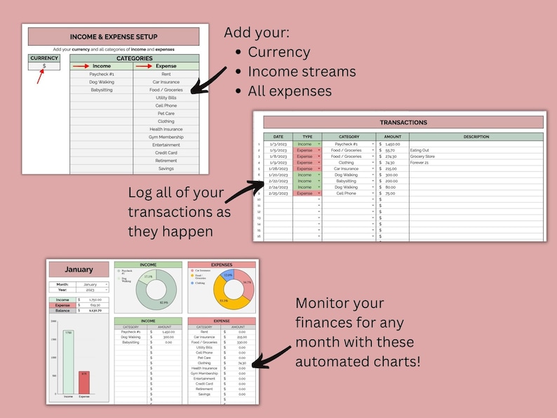 Income & Expense Tracker | Google Sheets Template | Income Tracker ...