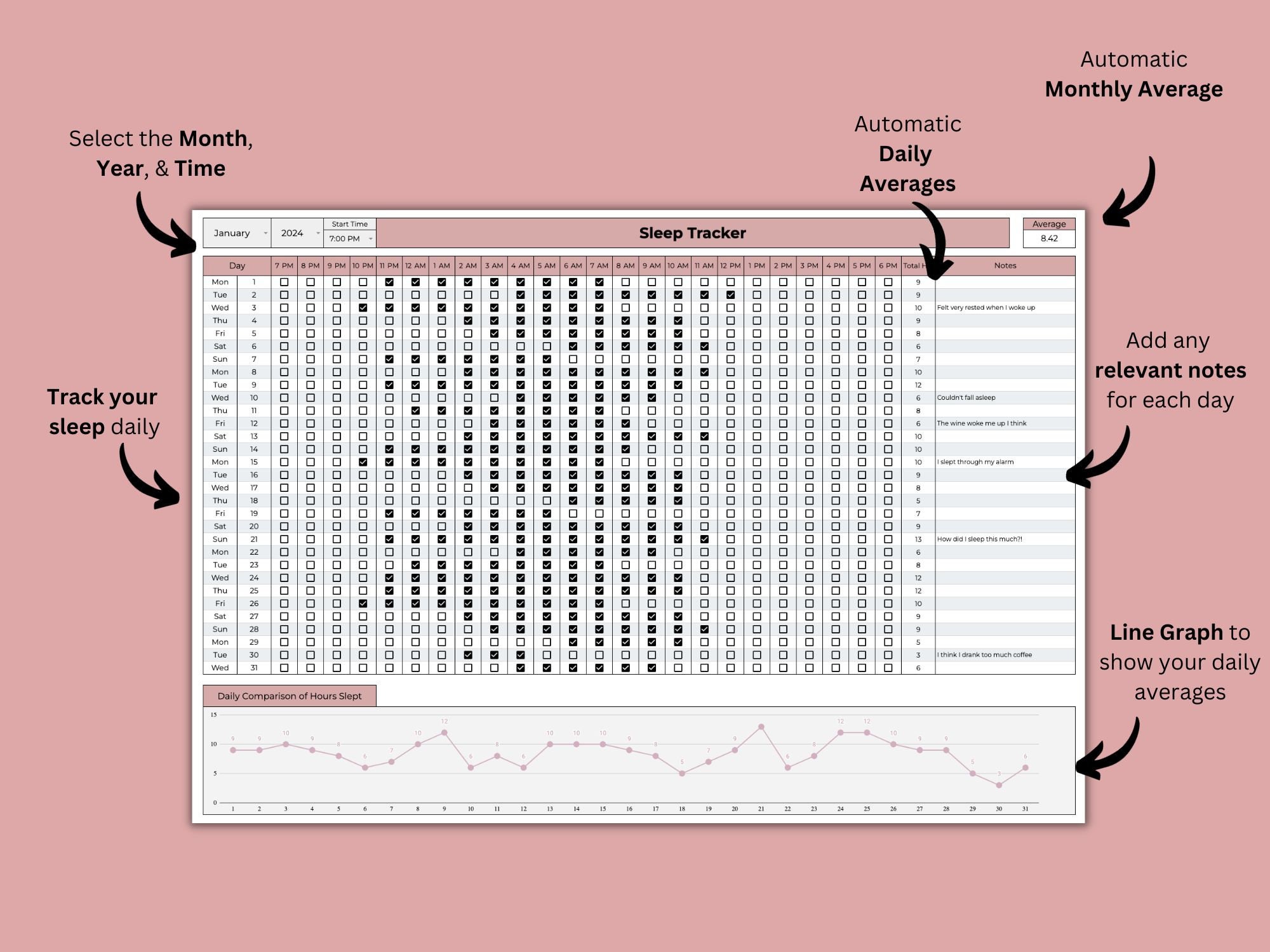 Sleep Tracker | Google Sheets | Digital Download | Sleep Trackers ...