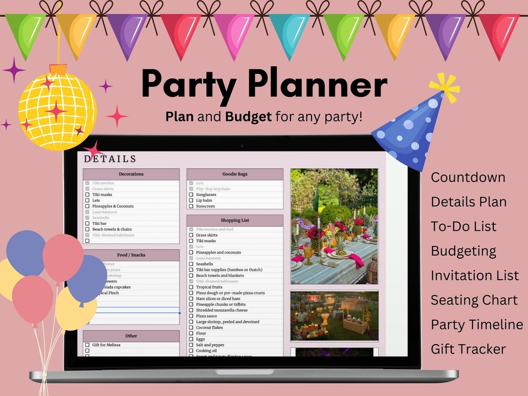 Party Planner | Google Sheets Template - Etsy