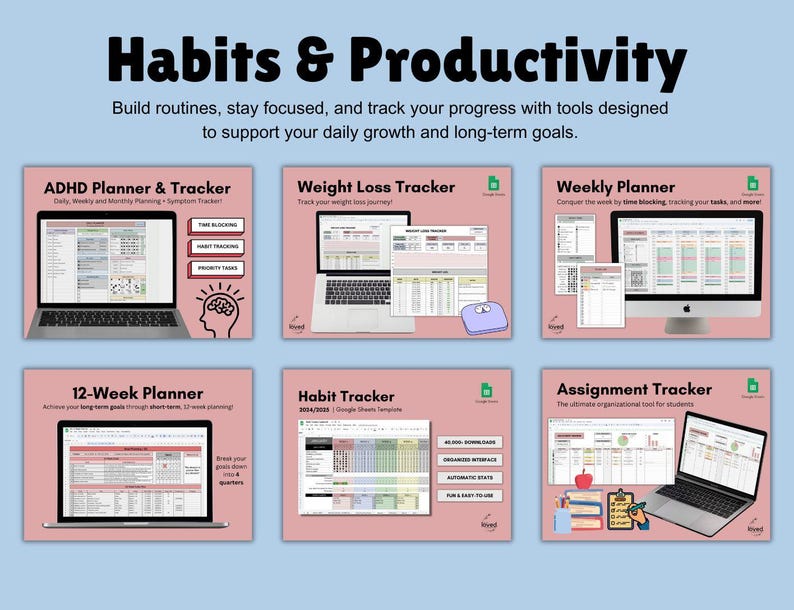 Templates for Life Bundle | Google Sheets | Habit Tracker | Mood ...