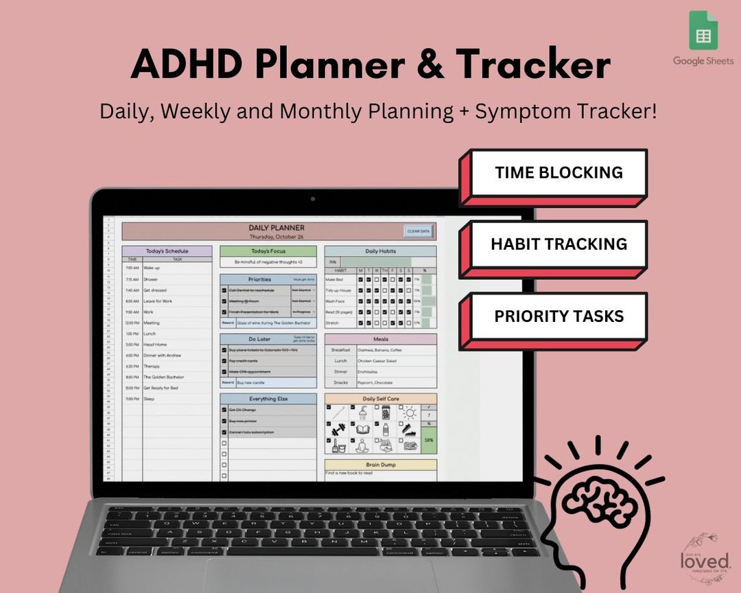 ADHD Planner & Tracker | Google Sheets Template - Etsy