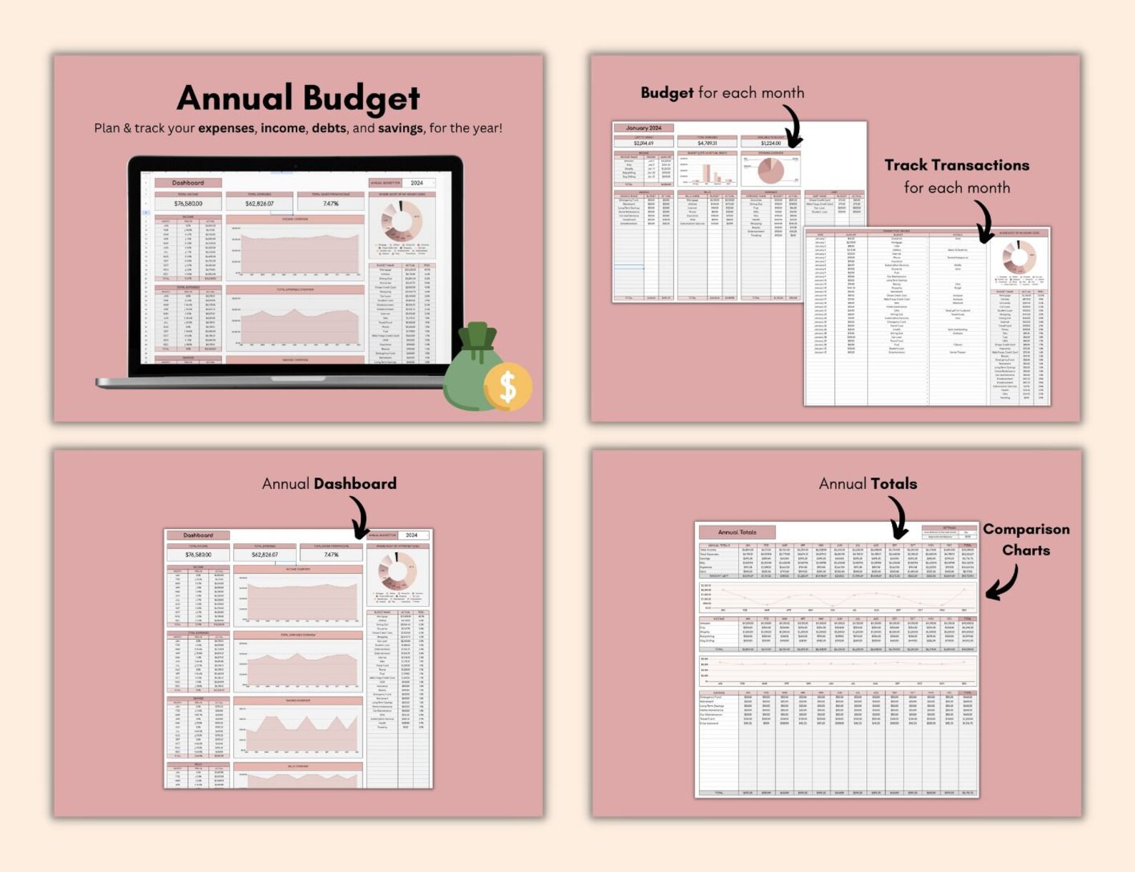 New Year's Bundle Google Sheets Templates New Year's Resolution Planner ...