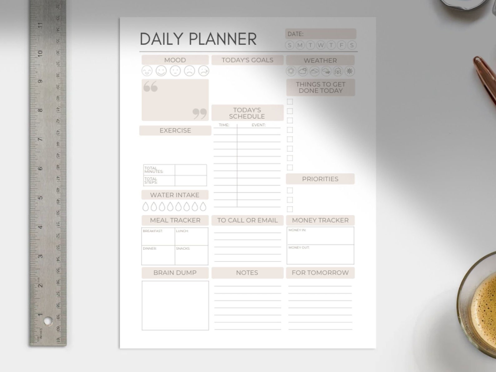 Daily Productivity Planner Printable | Daily Planner | Printable Daily ...