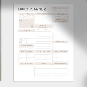 Daily Productivity Planner Printable | Daily Planner | Printable Daily ...