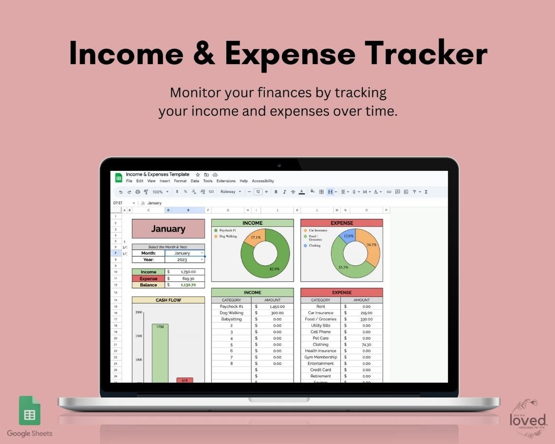 Income & Expense Tracker | Google Sheets Template | Income Tracker ...