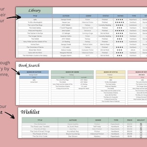 Library Tracker | Google Sheets Template | Book Log | Library Log ...