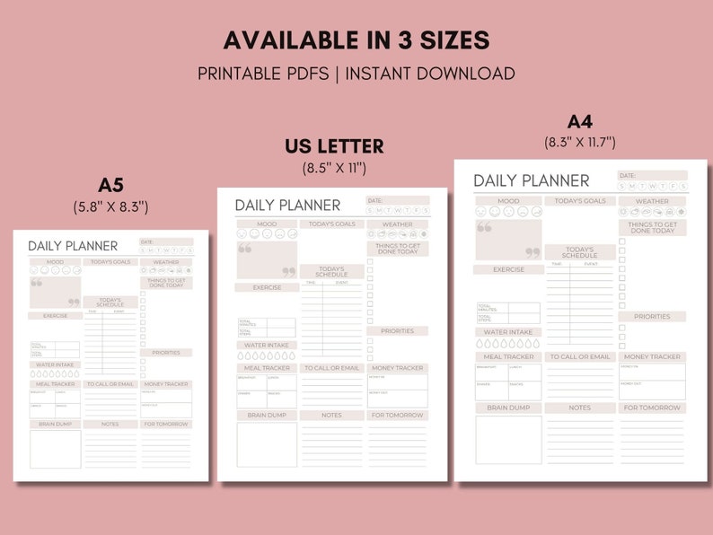 Daily Productivity Planner Printable | Daily Planner | Printable Daily ...