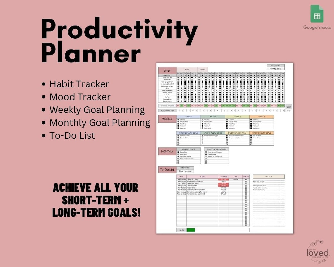 Productivity Planner | Habit Tracker | to Do List | Mood Tracker ...