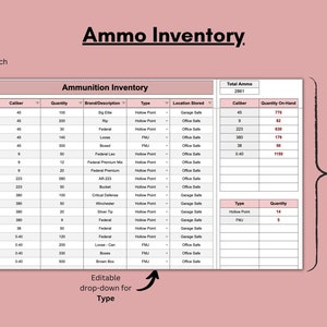 Firearm & Ammunition Tracker | Google Sheets Template - Etsy