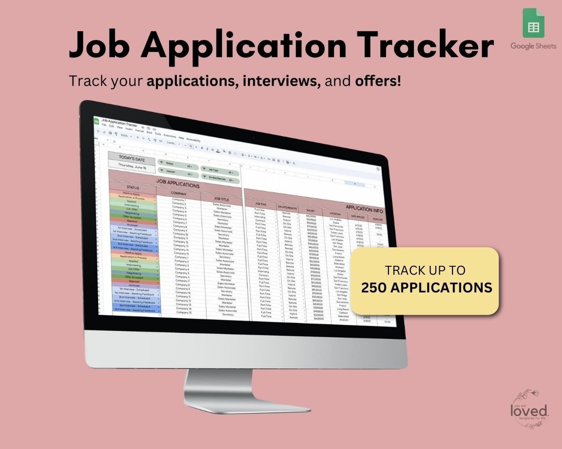 Job Application Tracker Google Sheets Template Application Tracker Job ... Job Application Tracker Google Sheets Template Application Tracker Job ...