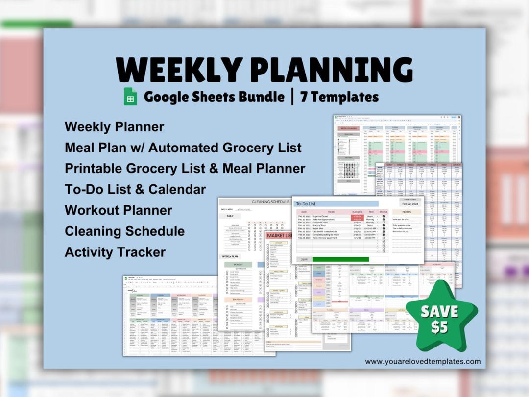 Weekly Planning Template Bundle | Google Sheets - Etsy