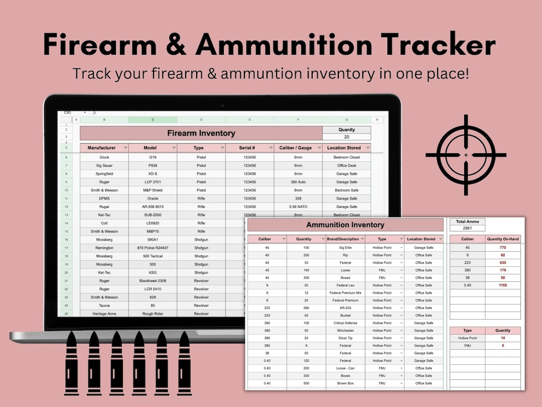 Firearm & Ammunition Tracker | Google Sheets Template - Etsy