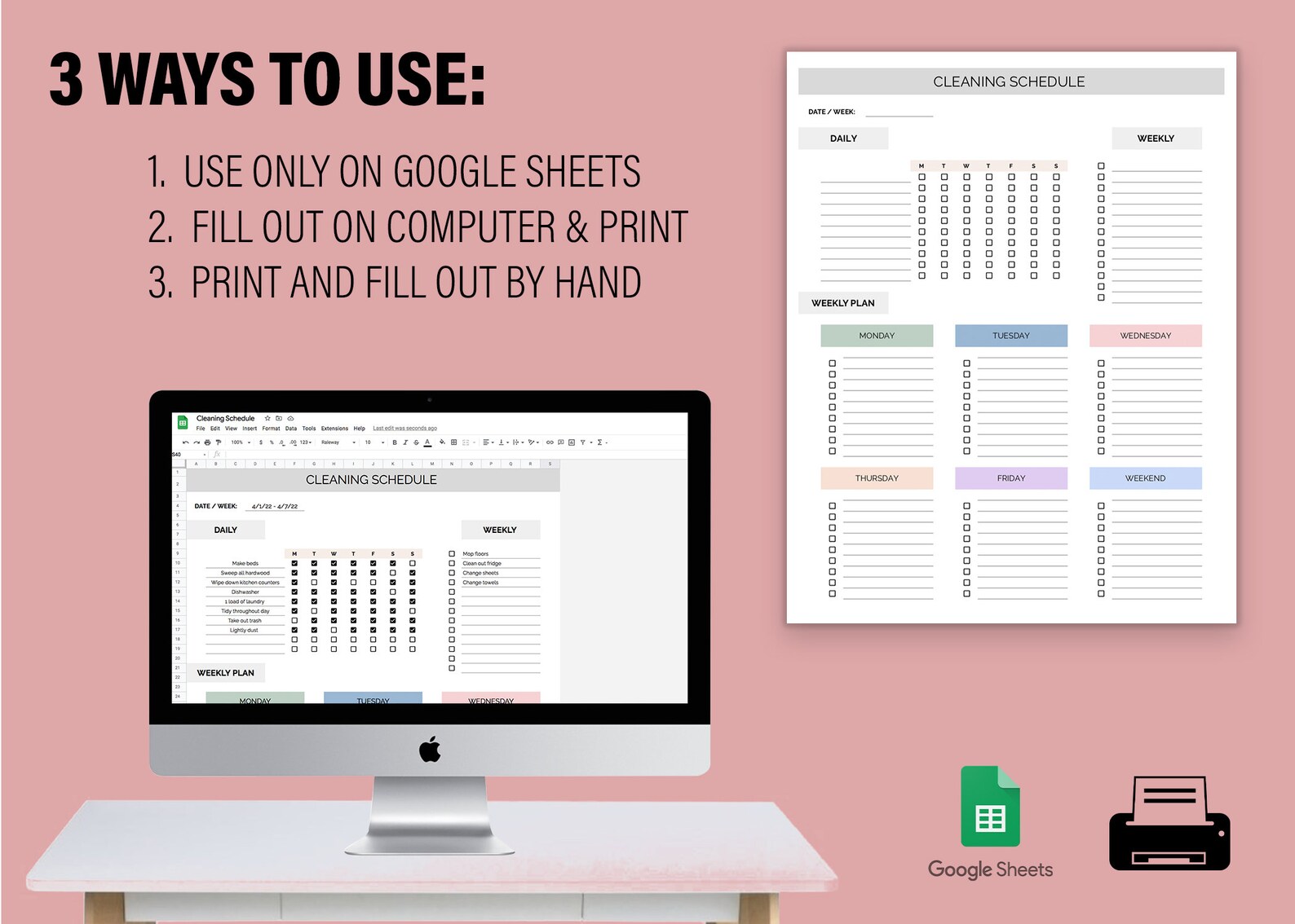 Weekly Cleaning Schedule Checklist Cleaning Schedule - Etsy