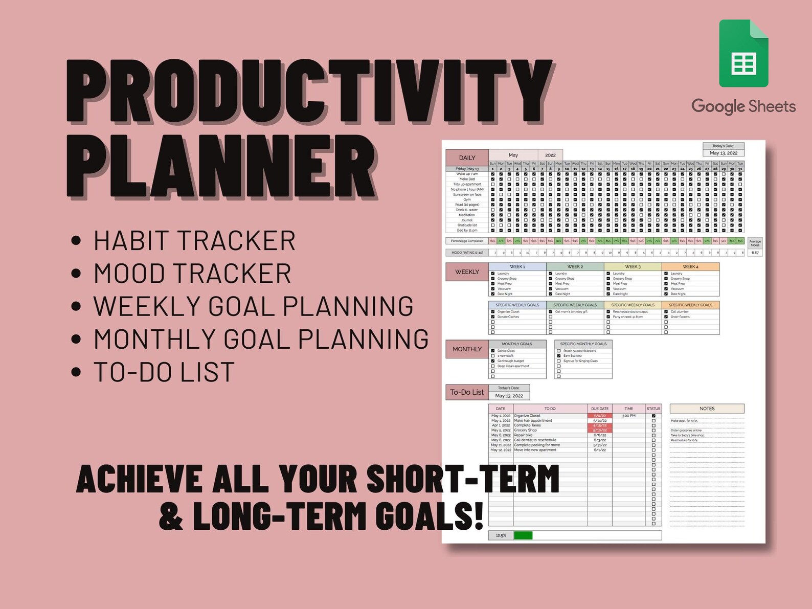 Productivity Planner Habit Tracker to Do List Mood - Etsy