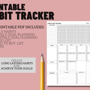 Habit Tracker Printable Weekly Goals Monthly Goals Habit - Etsy