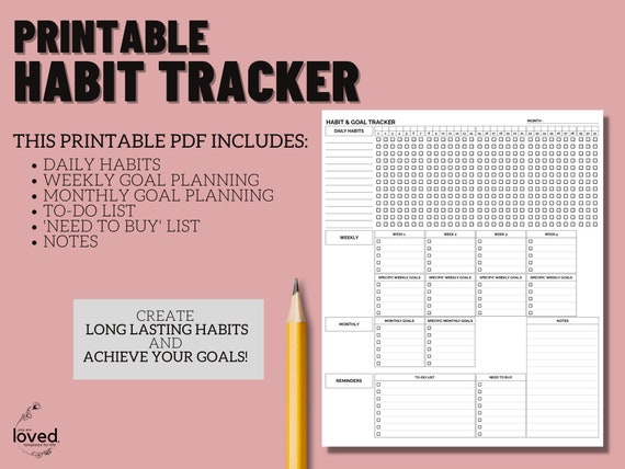 Habit Tracker Printable Weekly Goals Monthly Goals Habit - Etsy