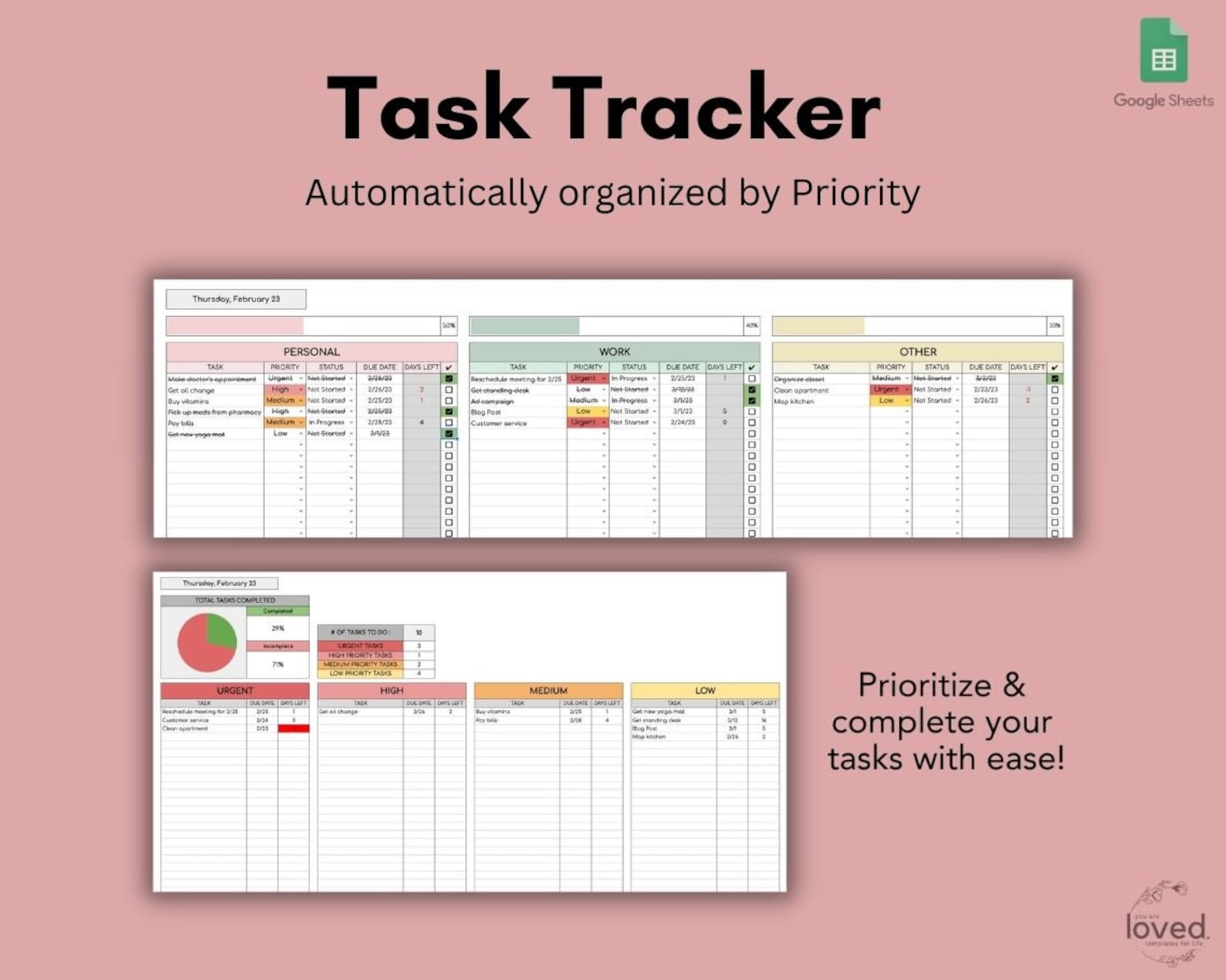 Task Tracker | Google Sheets Template | to Do List | Task Tracker ...