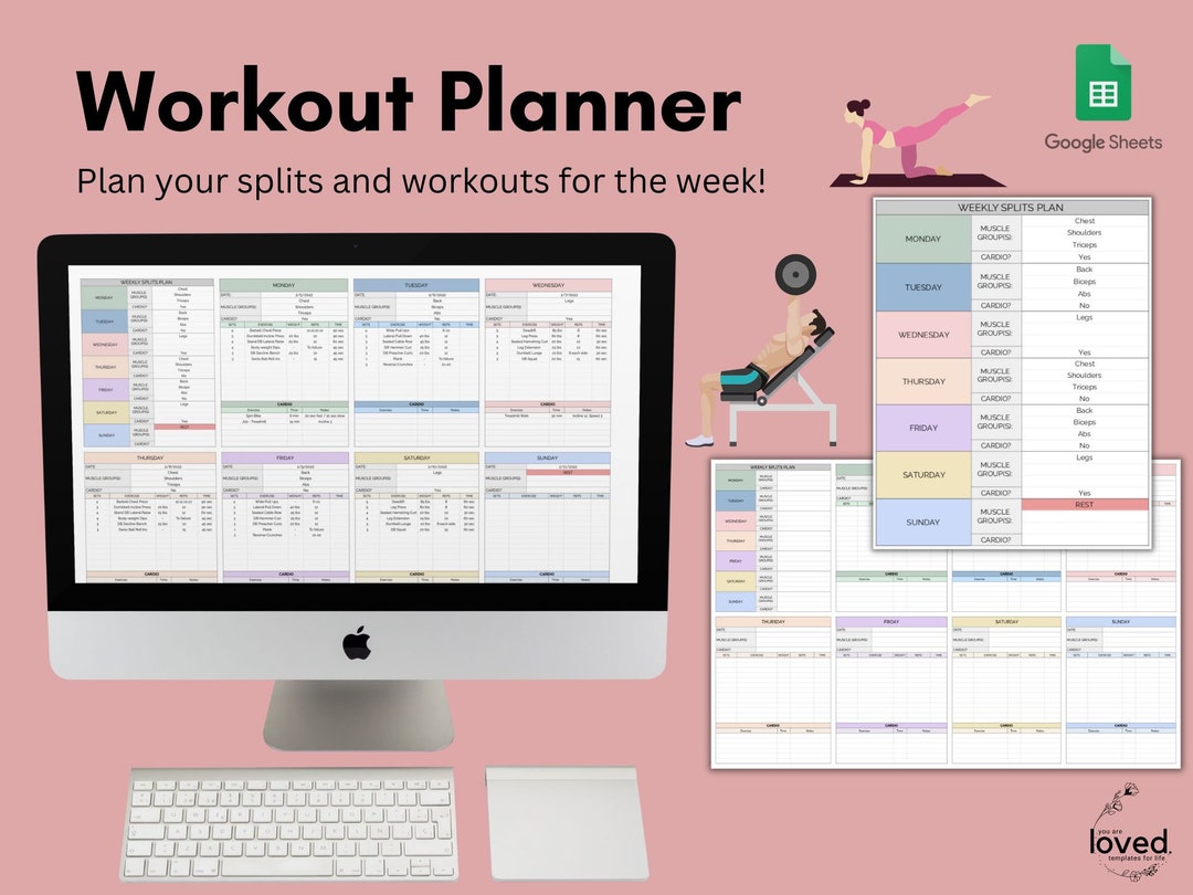 Workout Planner Spreadsheet Weekly Workout Planner Fitness - Etsy
