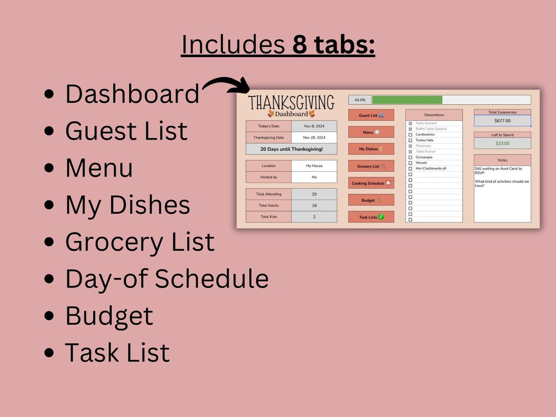 Thanksgiving Planner | Google Sheets Template - Etsy