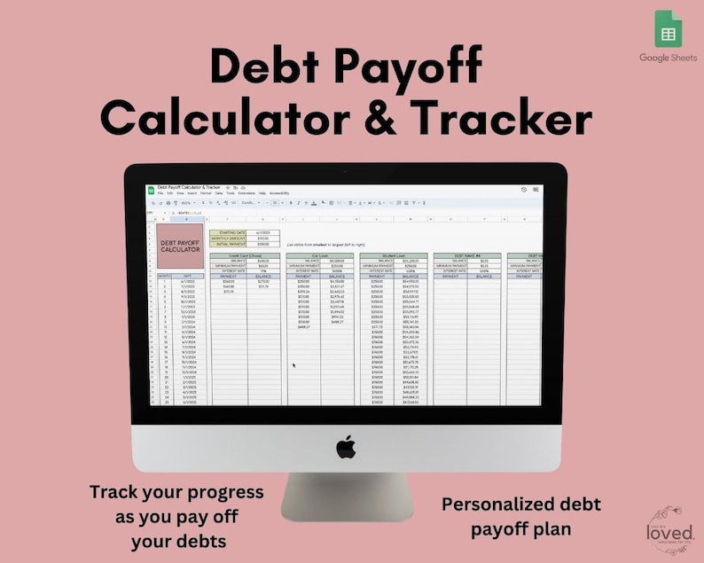 Debt Payoff Calculator & Tracker | Google Sheets Template | Debt ...