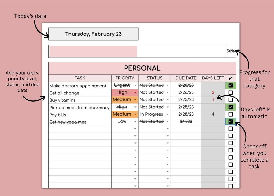 Task Tracker | Google Sheets Template | to Do List | Task Tracker ...