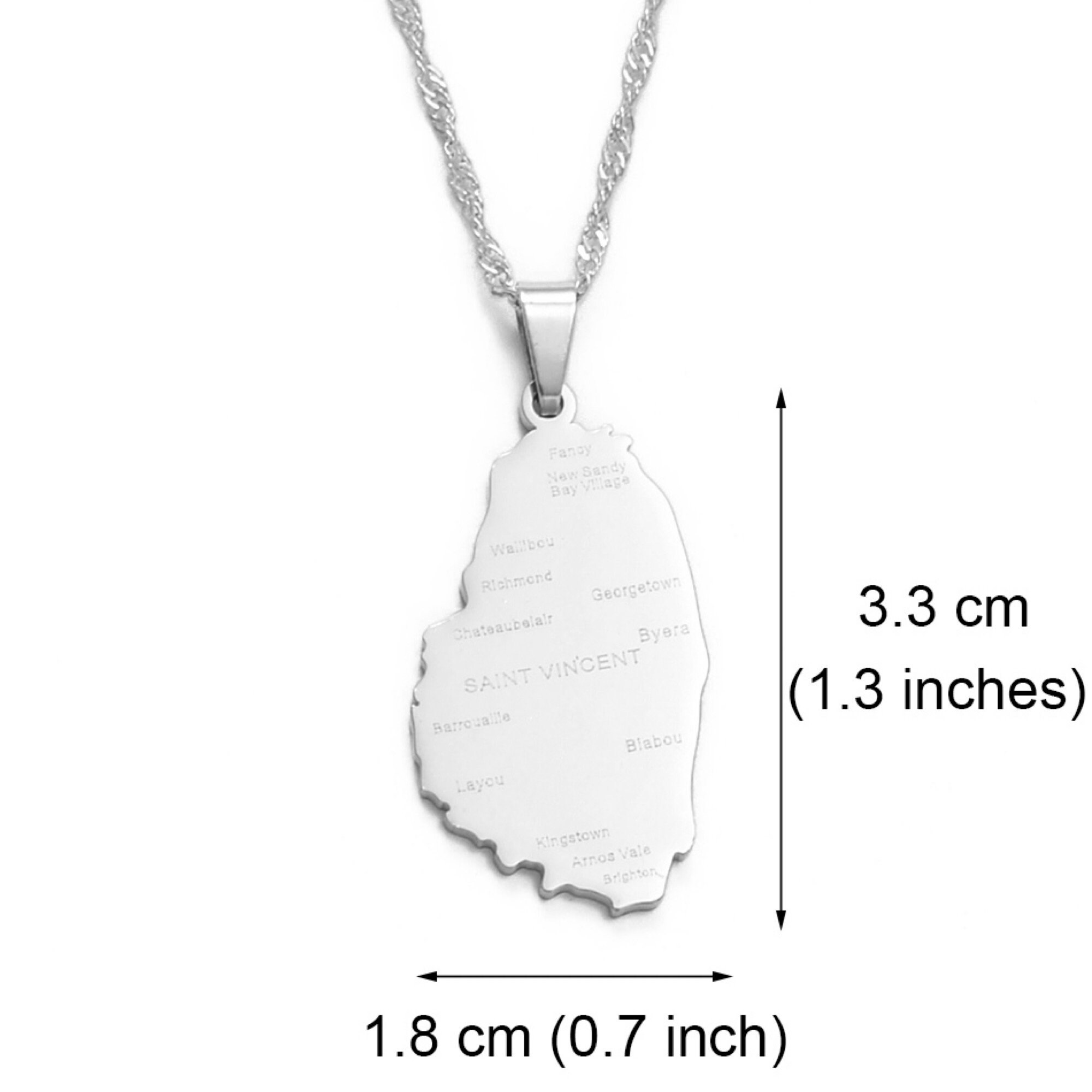 18k Gold Plated Saint Vincent Parish Map Pendant - Silver Option ...