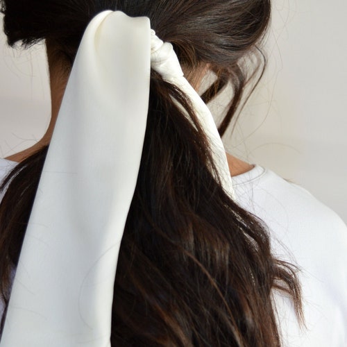 White Satin Scarf Silk Scarves Hair Scarf Neck Scarf Women - Etsy