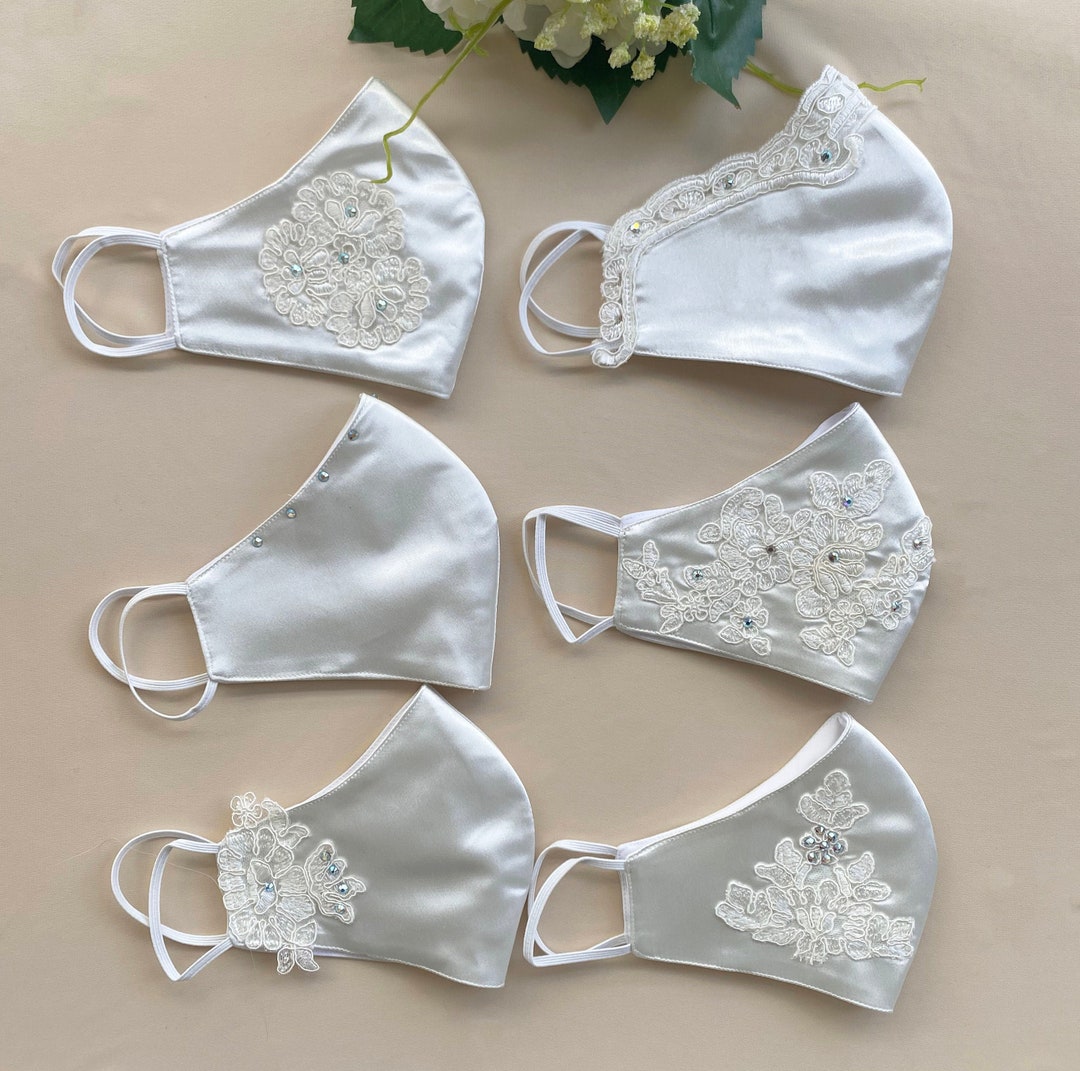 Ivory Satin Masks Wedding Face Mask Swarovski Crystals Bride to Be Mask ...