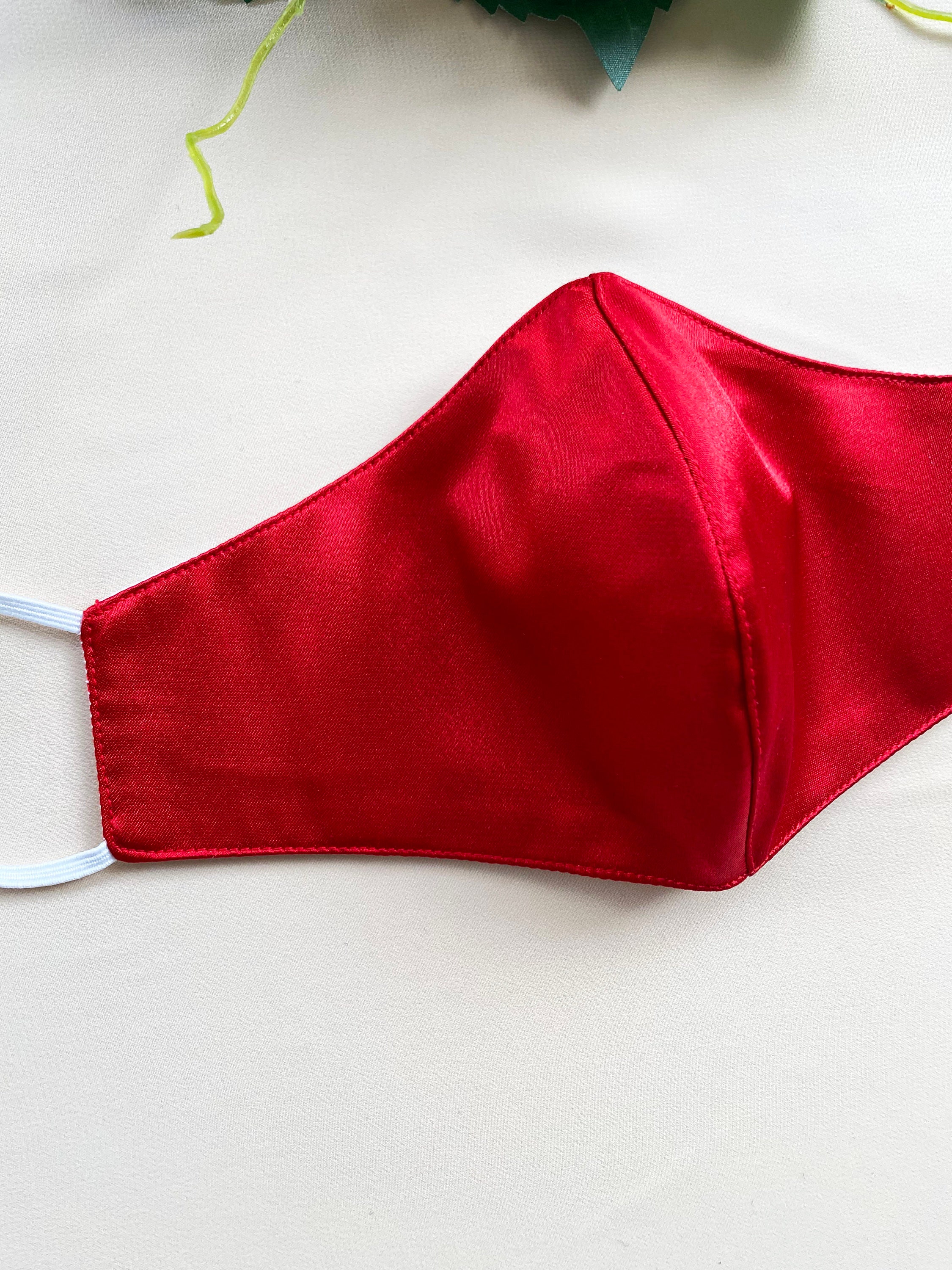 Red Satin Mask Triple Face Mask Satin Face Mask Washable Face - Etsy