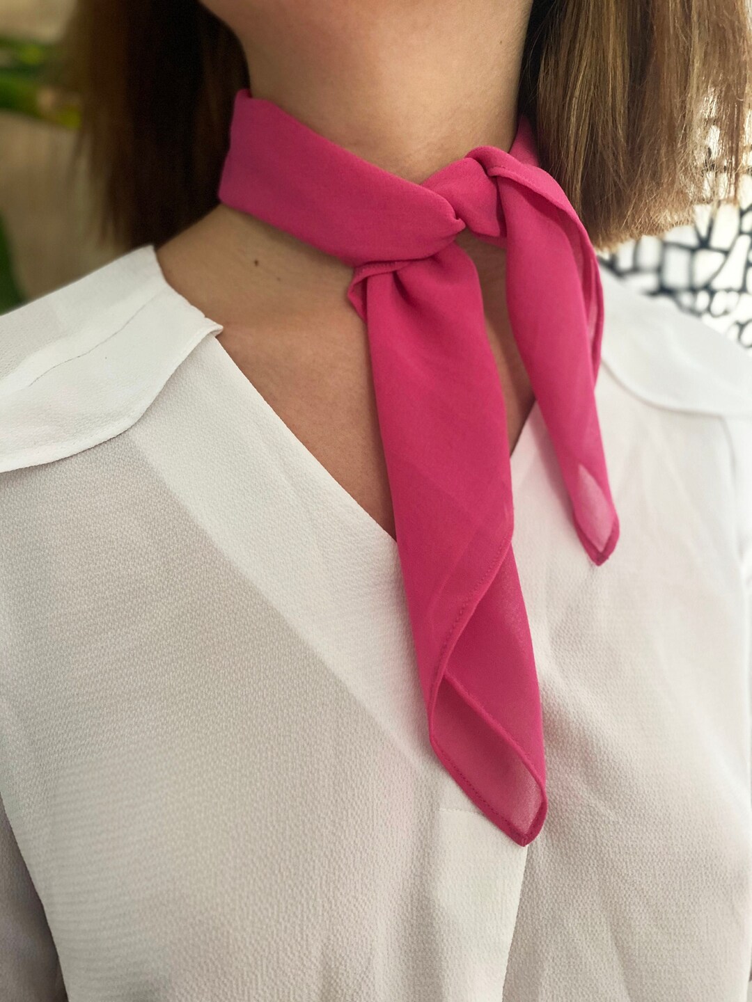 Hot Pink Scarf Neckerchief Scarf Hair Scarves Neck Scarf Chiffon ...