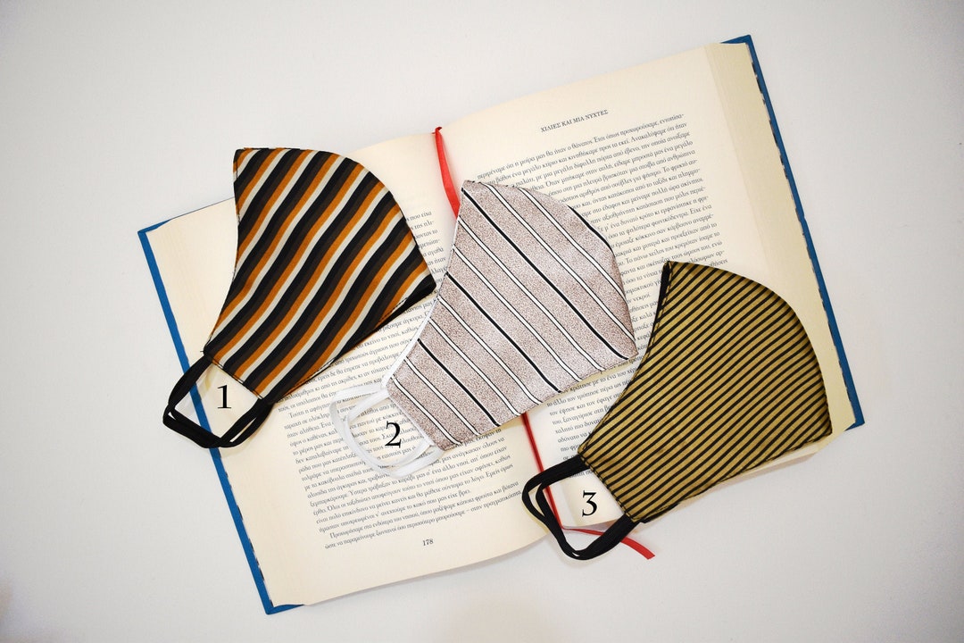 Triple Face Mask Striped Face Mask Satin Face Mask Wedding Face Mask ...