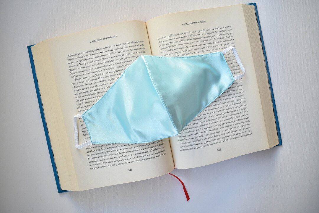 Light Blue Satin Mask Special Event Mask Wedding Face Mask Bridesmaid ...