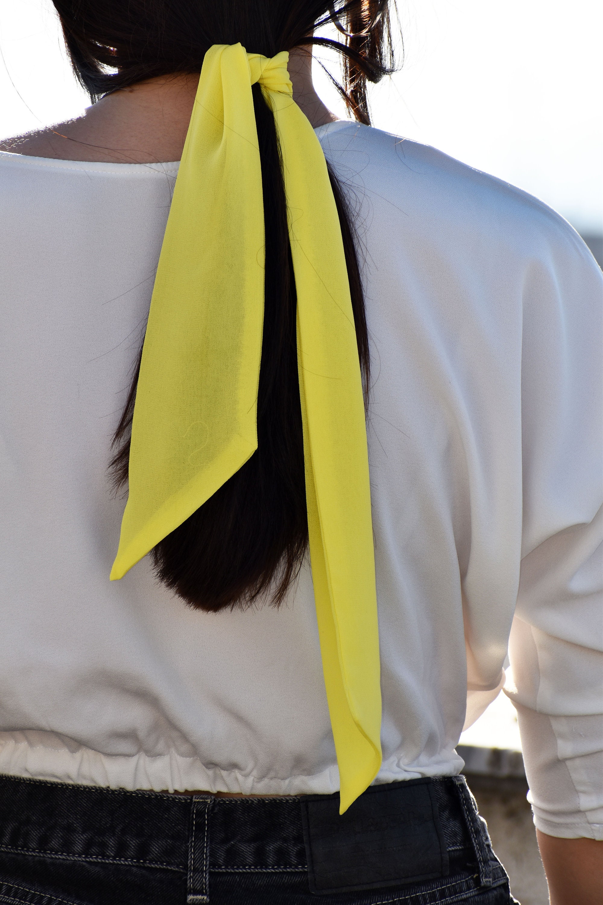 Buy 3 get 1 free Yellow chiffon scarf Necerchief women Hair | Etsy