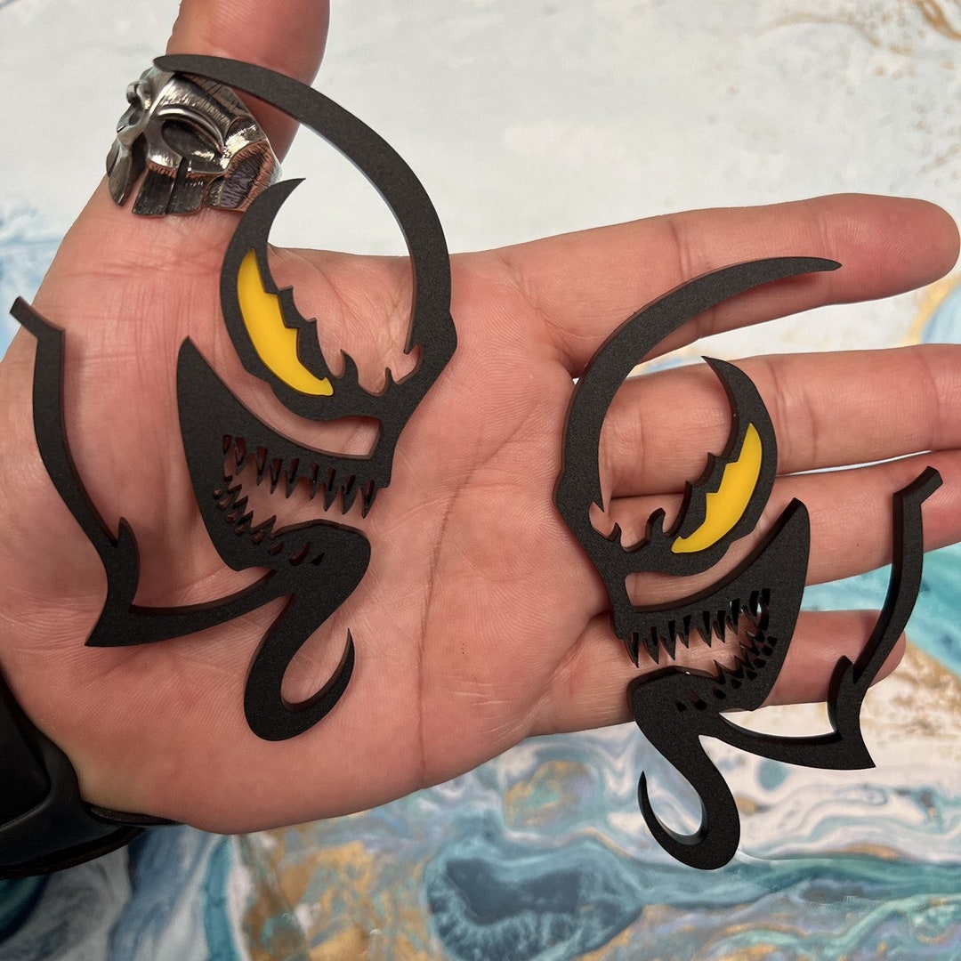Fender Badges Emblem Venomous Venom Matte Black With Yellow Eye| 2 ...